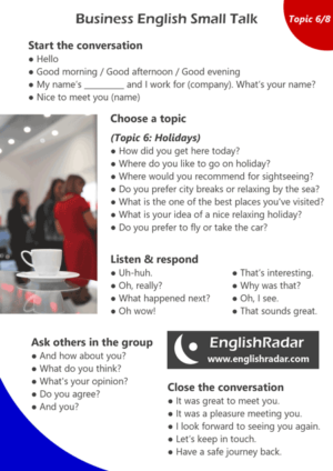 Business English small talk phrases | EnglishRadar